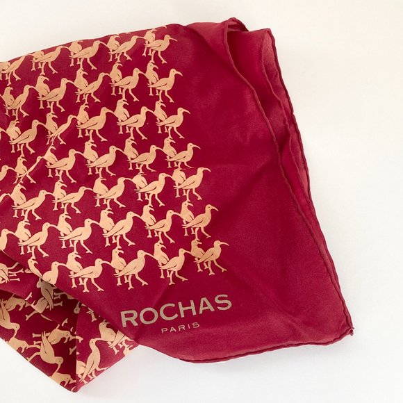 Rochas | Accessories | Vintage Rochas Silk Scarf With Bird Pattern Red ...